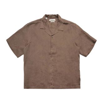 Selected Kylian Leinen SS Relaxed Resort - - Shirts - Herren - Braun - XL