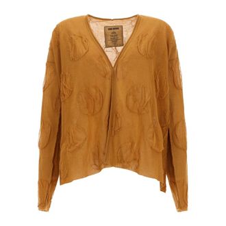 Uma Wang UMA Wang - Cardigan oversize &agrave; pois - Femme - Blouses et Chemises - Beige - Taille: 40 FR