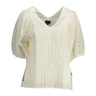 GANT Wei&szlig;es Baumwoll-T-Shirt mit V-Ausschnitt - - Blouses & Shirts - Damen - Wei&szlig; - S