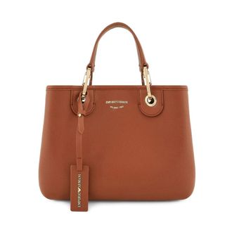 Emporio Armani Femme, Sacs, Brun, Taille: ONE Size Sac à main marron en cuir avec fermeture magnétique