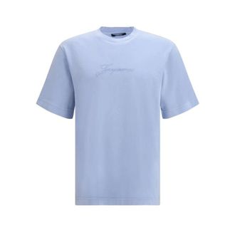 Jacquemus Homme, Tops, Bleu, Taille: L T-shirt ras du cou en coton