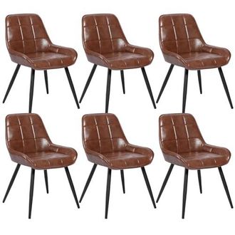 Woltu Lot de 6 Chaises de Salle à Manger, Chaises Relaxantes en Simili Cuir, pour Salon, Salle de séjour, Cuisine, Chambre à Coucher,Marron, BH332br-6