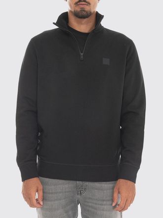 HUGO BOSS Baumwoll-Sweatshirt mit Rollkragen und halbem Rei&szlig;verschluss