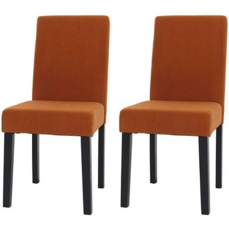 Mendler Lot de 2 chaises de salle &agrave; manger Littau, chaise de cuisine &agrave; dossier haut, tissu/textile Velours bois terracotta, pi