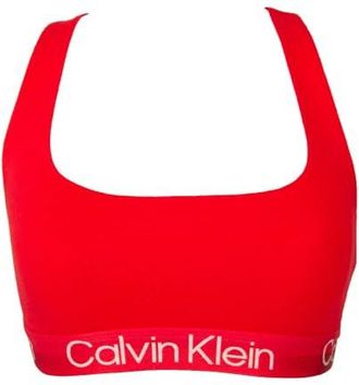 Calvin Klein CK Bralette Femme Soutien-Gorge brassi&egrave;re &eacute;lastique Visible crois&eacute; dans Le Dos Coton Stretch Article QF6684O, XMK Rustic Red, M