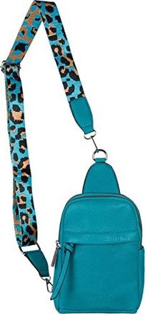 styleBREAKER Femme One Shoulder Sac à dos, bandoulière à motifs, sac crossbody unicolore, sac à dos de ville, sling bag 02012387, couleur:Bleu vert