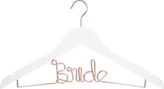 Amosfun Hochzeitskleiderb&uuml;Gel Aus Holz Und Eisen Mit Ros&eacute;Gold Bride Schriftzug F&uuml;R Brautkleid Pr&auml;Sentation Und Dekoration 1 St&uuml;Ck 17 5 Zoll