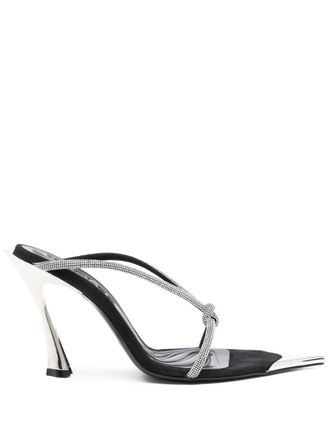 MUGLER sandales &agrave; ornements en cristal 105 mm - Noir