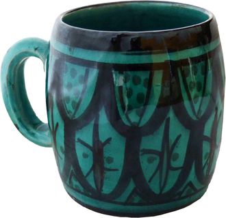 Simandra Becher Keramik Tasse marokkanische Bemalung Accessoires handbemalter Deko klein Color Grün