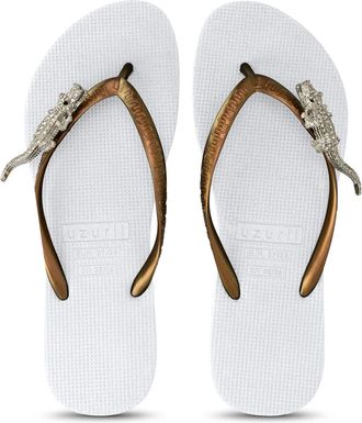 UZURII Slipper & Pantoletten - Zehentrenner Silver Crocodile Switch - Gr. 35,5 (EU) - in Wei&szlig; - f&uuml;r Damen