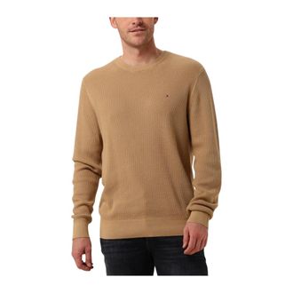 Tommy Hilfiger Fein Strukturierter Pullover - - Knitwear - Herren - Beige - XL