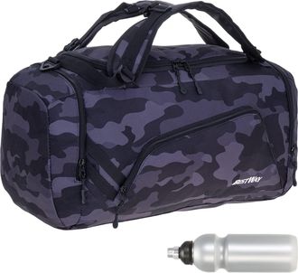 Fabrizio Sporttasche Bestway Gym Sports 55 cm Fabrizio Sport Tasche mit Rucksack Funktion und Schultergurt Reisetasche Fitness 40312 + Trinkflasche (Black Camo