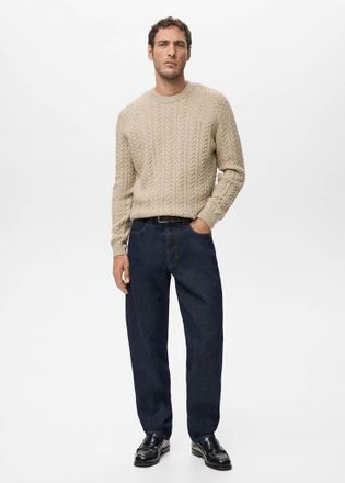 Mango Pull-over maille tress&eacute;e marron moyen - Homme - XXL - MANGO MAN