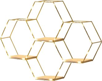 Generic Bienenwandregal - sechseckige Wanddekoration mit Lichtern, geometrisches Wandregal für Wohnzimmer | Schlafzimmer, Bad, Küche, Arbeitsplatz und Zuhause
