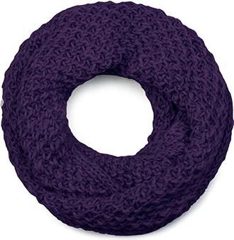 styleBREAKER Écharpe loop en maille avec un motif tricoté épais, foulard tube en maille grossière unie, unisexe 01018157, couleur:Violet