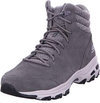 Skechers Dlites - Chill Flurry, Bottes Classiques femme - Gris (Charcoal Suede/Knit Ccl), 37.5 EU