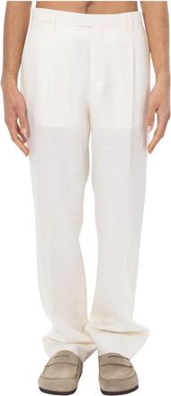 BRIGLIA 1949 Homme, Pantalons, Blanc, Taille: S Margutta Pantalon Ample en Laine et Lin