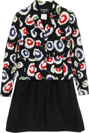 Chanel tailleur-jupe à boutons logo (1986-1988) - Noir