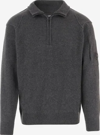 C.P. Company Cp Company Pull demi-zipp&eacute; en laine m&eacute;lang&eacute;e