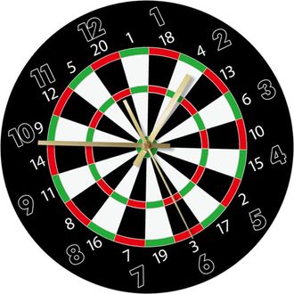 NUOBESTY Ger&auml;uschlose 12 Zoll Wanduhr Mit Dart Motiv F&uuml;r K&uuml;che Und Darts Zimmer Ohne Batterien