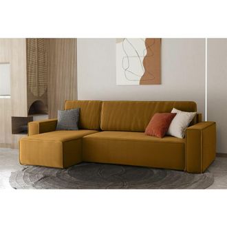 Fun M&ouml;bel Ecksofa Schlafsofa Sofa maris Stoff Senf Ottomane Links