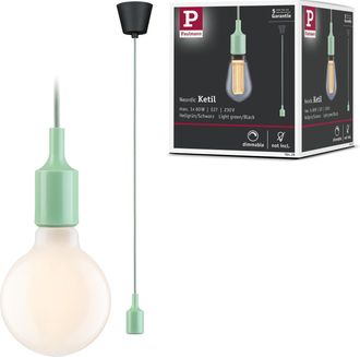 Paulmann 78428 Pendelleuchte Neordic Pendelleuchte Ketil ohne Leuchtmittel max. 60 Watt H&auml;ngeleuchte Hellgr&uuml;n, Schwarz Silikon, Kunststoff E27