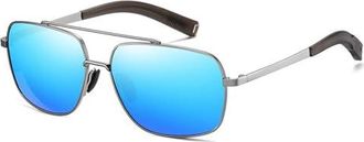 Generic Lunettes De Soleil Polaris&eacute;es &Agrave; Monture Carr&eacute;e En M&eacute;tal For Hommes, UV400, For La Conduite Et Lext&eacute;rieur(Blue)