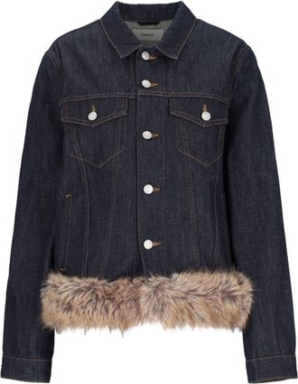 Coperni Jeansjacke mit Faux-Fur-Kragen - Blau