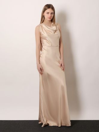 Actualee Womens Beige Satin Dress Polyester