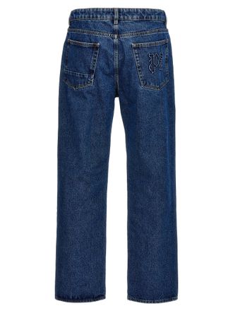 Palm Angels Mens Blue Cotton Straight-Leg Jeans Clothing