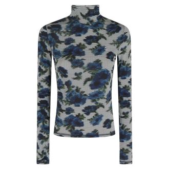 Coperni Haut Col Montant Floral Pixel - Femme - Pulls - Bleu - Taille: 36 FR