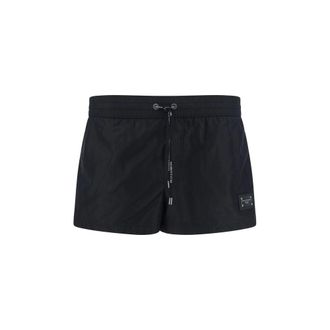 Dolce & Gabbana Monochromer Badeanzug mit Logo-Zugband - - Swimwear - Herren - Schwarzk - L