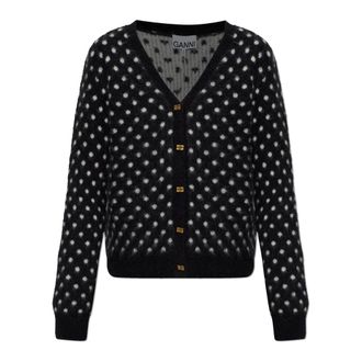 Ganni Femme, Pulls, Noir, Taille: 36 FR Cardigan à Motifs Pois