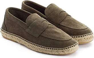 Abarca Espadrilles décontractées dété en cuir et jute pour homme Chaussures artisanales, kaki, 43 EU