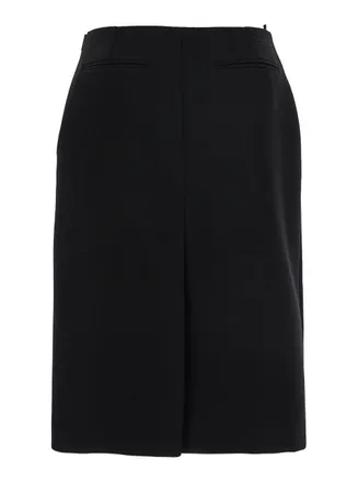 Gucci Womens High Waist Wool Skirt With Logo Detail Black