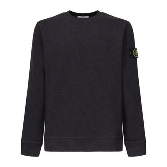 Stone Island Cotton Jersey Logo Sweatshirt - - Sweatshirts & Hoodies - Herren - Blau - L