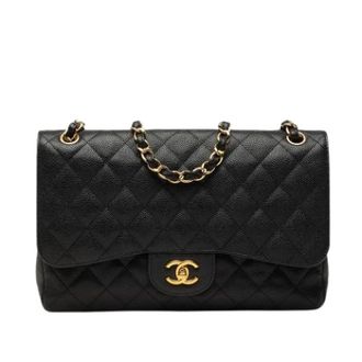 Chanel Pre-owned Quilted Caviar Double Flap Shoulder Bag - - Pre-owned - Damen - Schwarzk - ONE SIZE