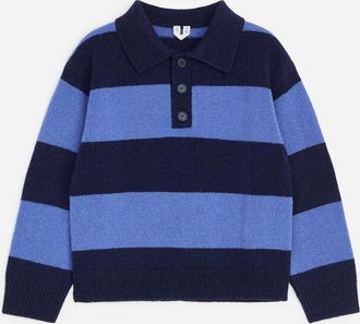 Arket Gestricktes Poloshirt Aus Wolle -Blau