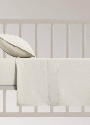 Mango Drap plat berceau en coton lav&eacute; double surpiq&ucirc;re vert pastel - Home - 100x150cm - MANGO HOME