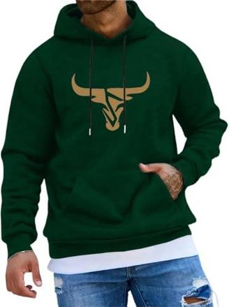 Generic Sweat a Capuche Homme Hooded Sweatshirt Hoodie Homme Graphique T&ecirc;te de Taureau, Sweatshirt Confortable avec Cordon de Serrage pour Port Quotidien