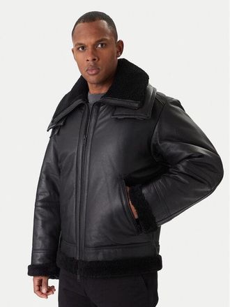 HUGO BOSS Lederjacke Joglaci 50547560 Schwarz Relaxed Fit