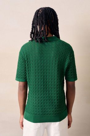 Next Poloshirt Regular Fit Poloshirt aus Strick mit Lochstickerei (1-tlg)