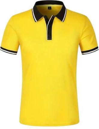 Generic Polo d&eacute;contract&eacute; pour homme avec boutons c&ocirc;tel&eacute;s et blocs de couleurs pour homme, jaune, 3XL