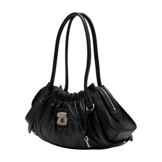 Marc Jacobs Womens The Satchel Shoulder Black Lambskin