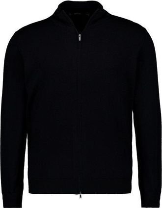 Boggi Milano Herren Cardigan schwarz Merinowolle unifarben