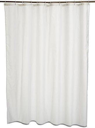 Amazon Basics Rideau de Douche en Tissu résistant à leau et à la moisissure avec oeillets et Crochets, Lavable en Machine, 183 x 183 cm, Blanc
