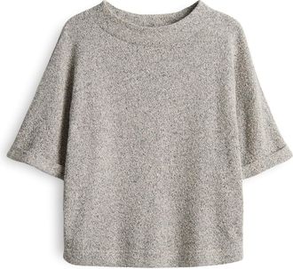 OPUS Damen Kurzarmshirt | SILUMO Loose Jerseyshirt in Strickoptik Coal Blue, 38