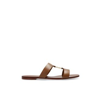 Dolce & Gabbana Ledersandalen mit einem logoformen Applikation - - Shoes - Damen - Braun - 37 EU
