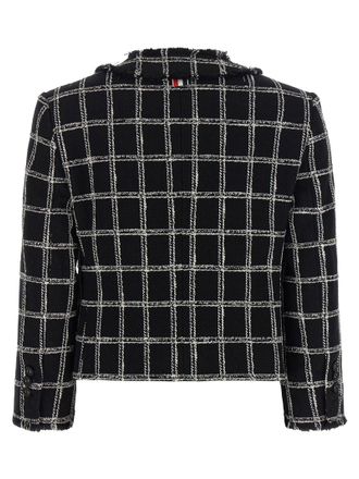 Thom Browne Windowpane Tweed Blazer - Black