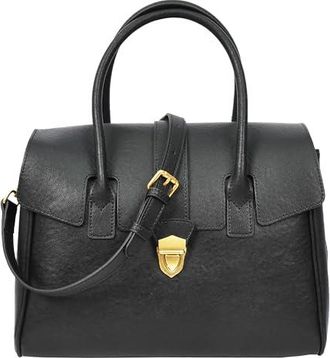 House Of Leather Tacoma Sac &agrave; bandouli&egrave;re en cuir v&eacute;ritable pour femme, Noir, Large
